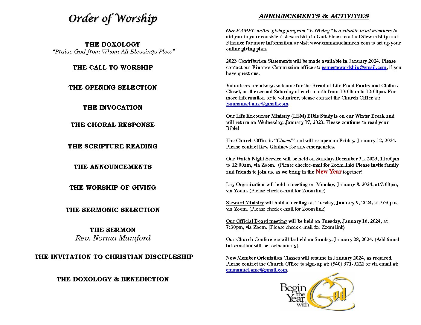 Live Stream – Emmanuel AME Church